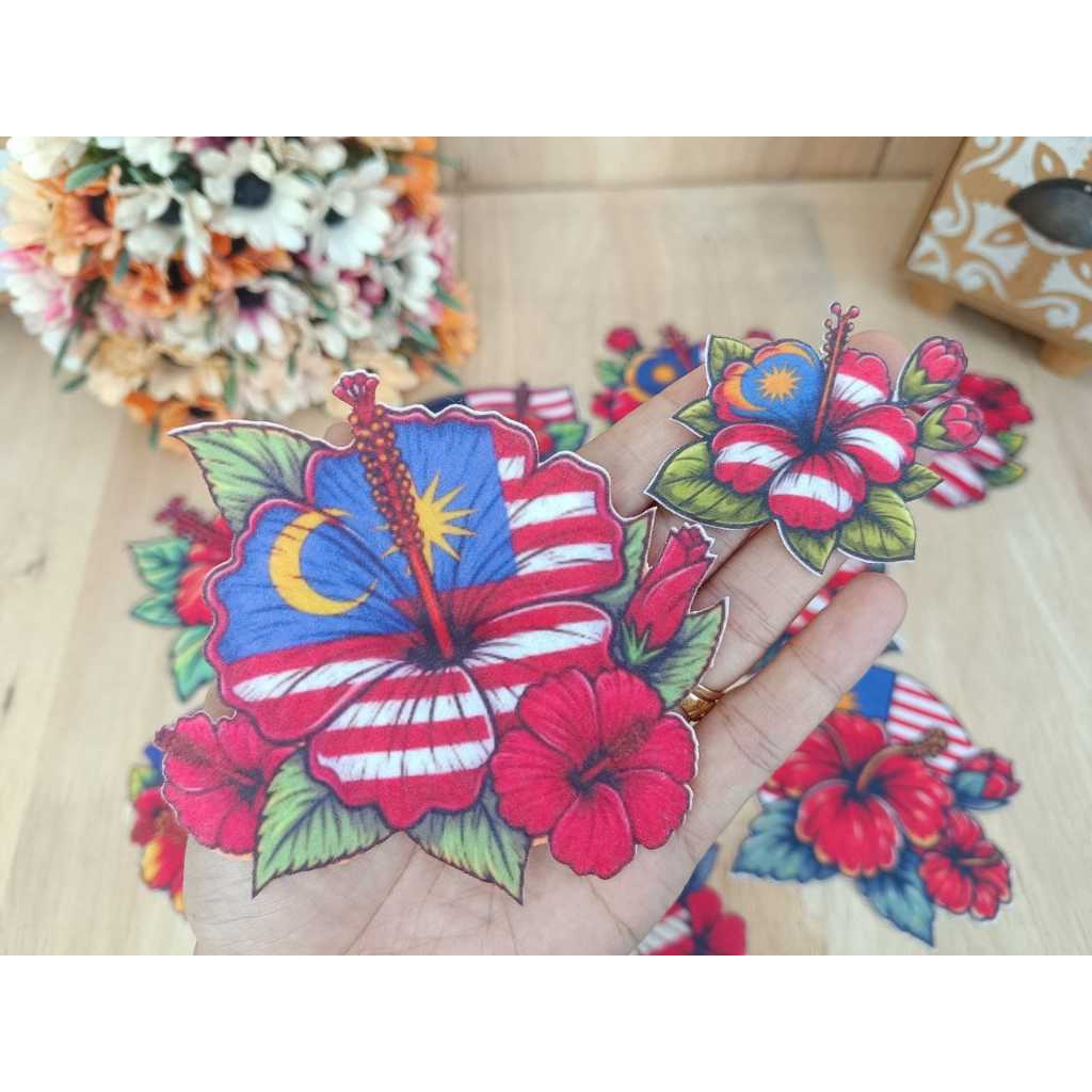 Brooch Pin Tema Bunga Raya Merdeka Material Felt Kain | Shopee Malaysia