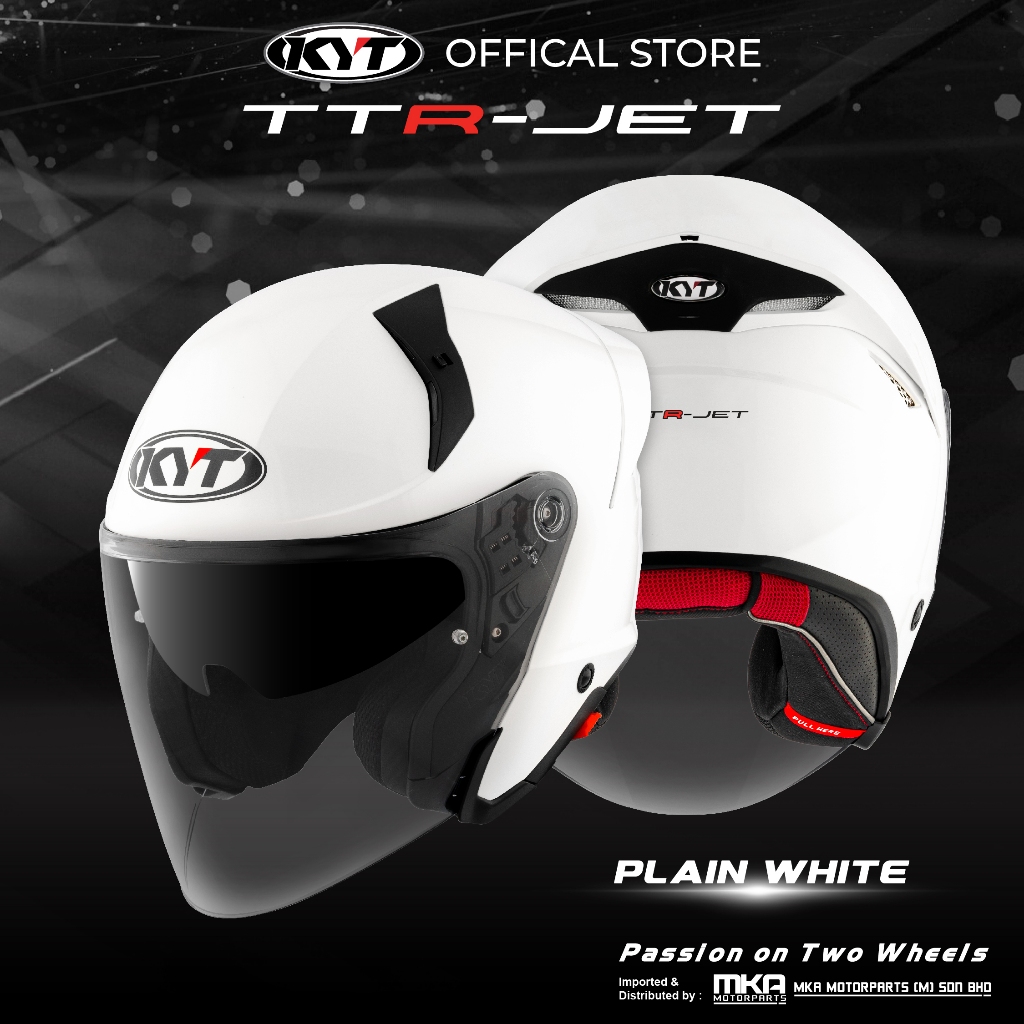 KYT HELMET TTR JET - PLAIN WHITE GLOSS | Shopee Malaysia
