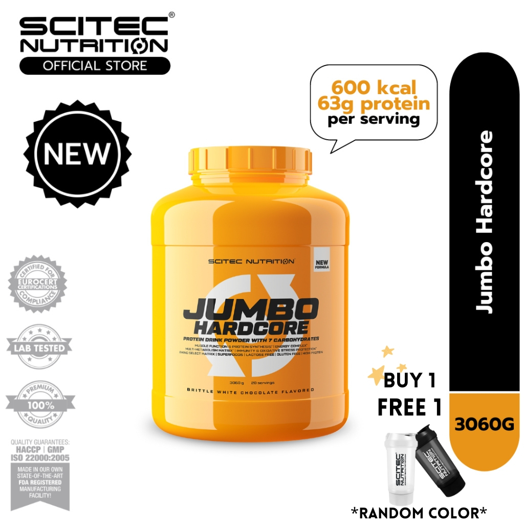 SCITEC NUTRITION Jumbo Hardcore Weight Gainers for Advanced Users (3060g) (Free Traveller Shaker ...
