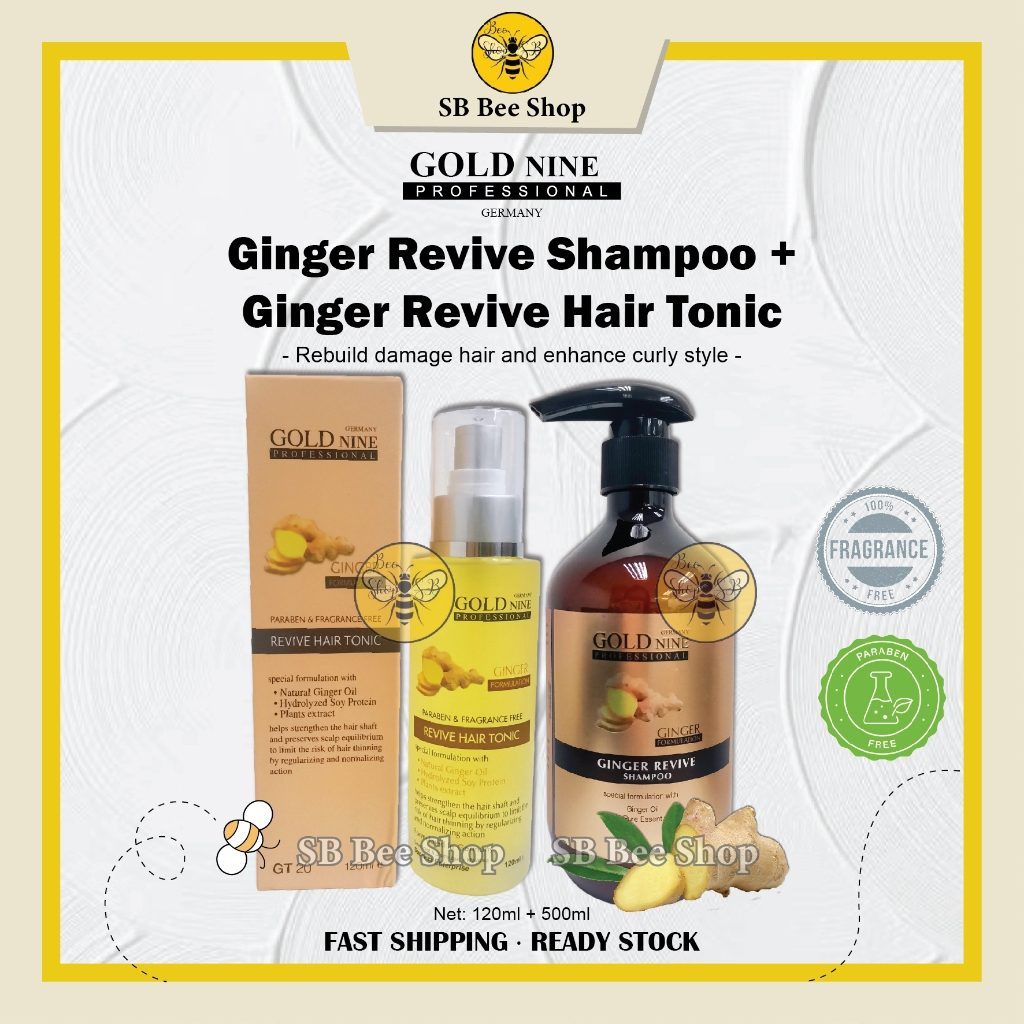 Gold Nine Professional Ginger Revive Shampoo 500ml + Ginger Revive Hair ...