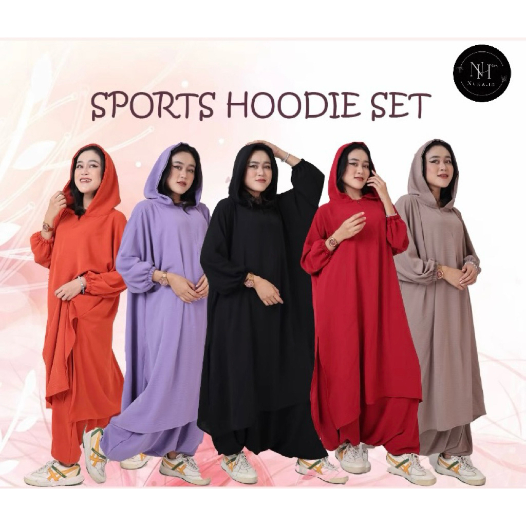 WANIA SPORT HOODY SET FOR ACTIVE MUSLIMAH WOMEN CREPE CEY FABRIC ...