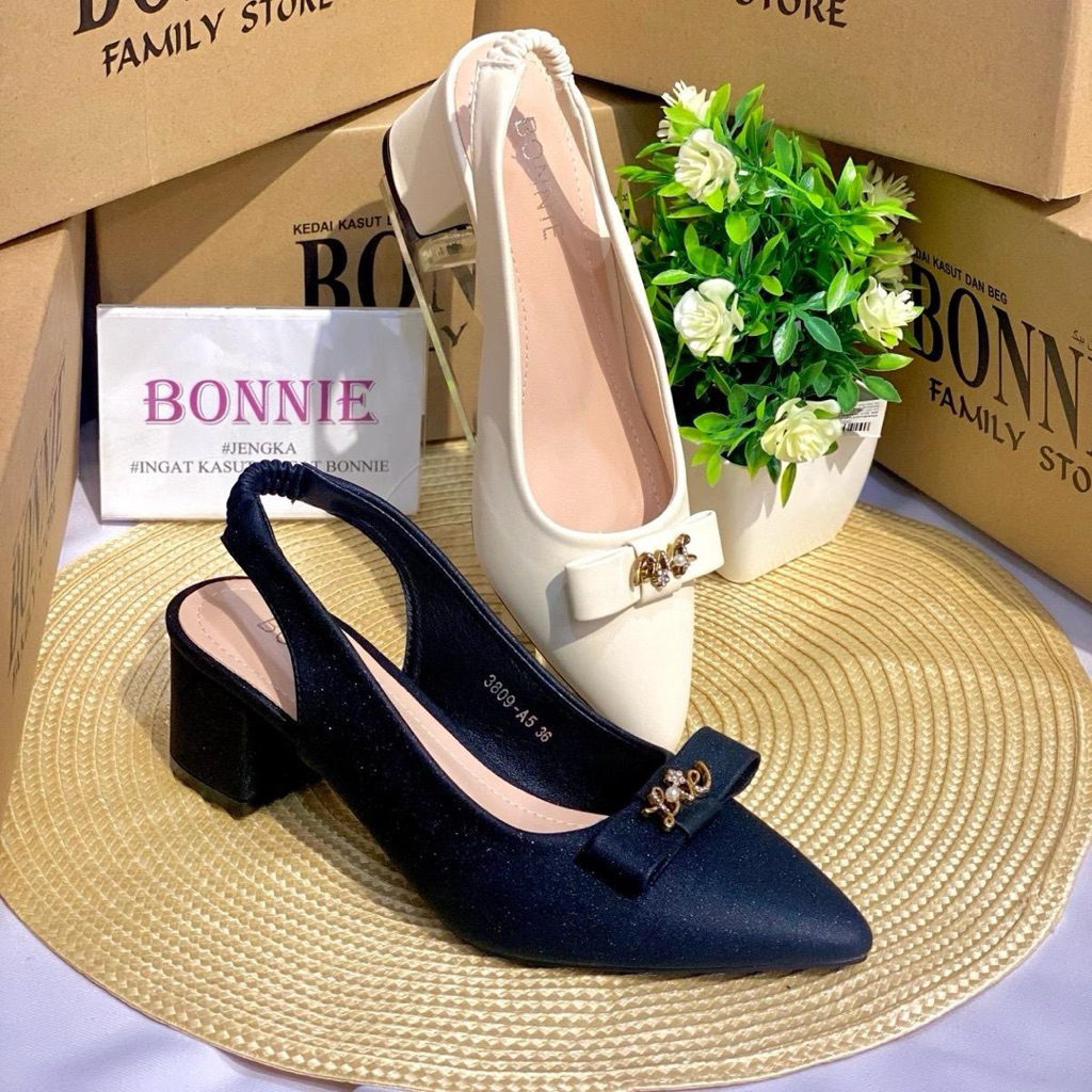 BONNIE 3809-A5 WOMEN SHOES HEELS SARUNG SEPARUH BERTUMIT TAPAK LEMBUT ...