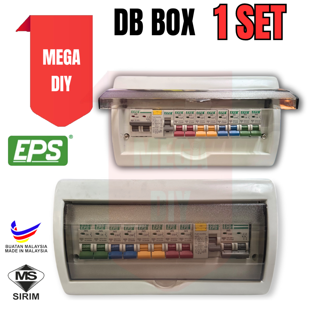 [1 SET] EPS DB BOX / MCB BOX Full Set With Main Switch PVC Kotak DB ...