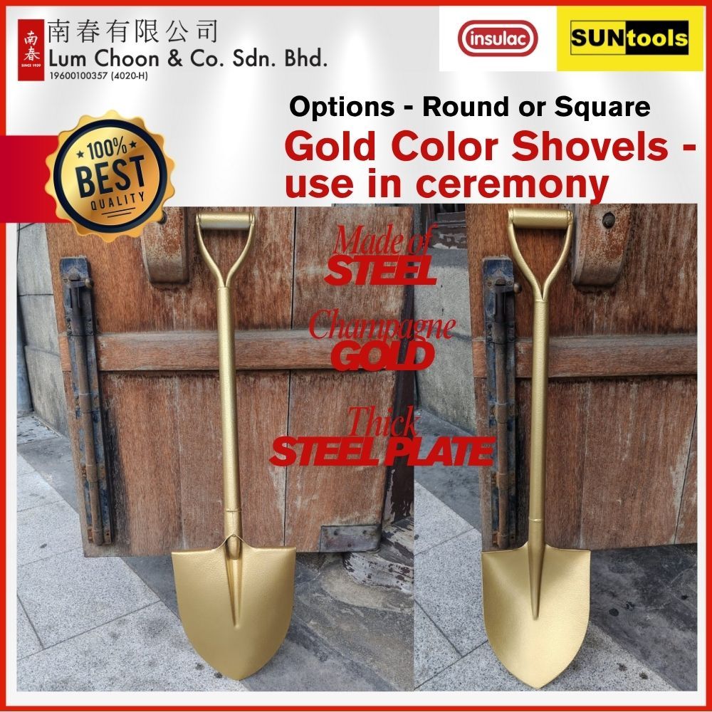 Round point shovel in light gold color opening ceremony ground breaking ...