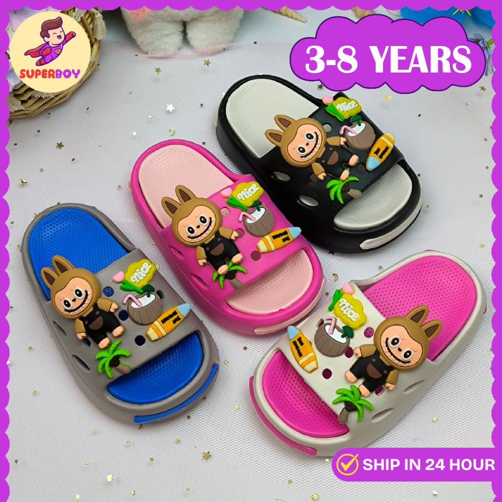 24-35 Summer Beach Labubu Selipar for Kids Boys & Girls Sandals HK123 ...