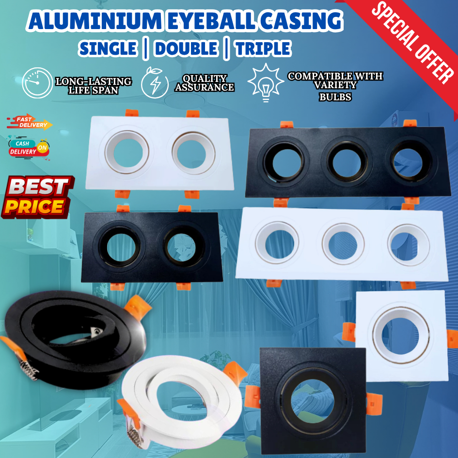 LED Eyeball Casing GU10 Bulb Replaceable Fitting Square Round Downlight ...