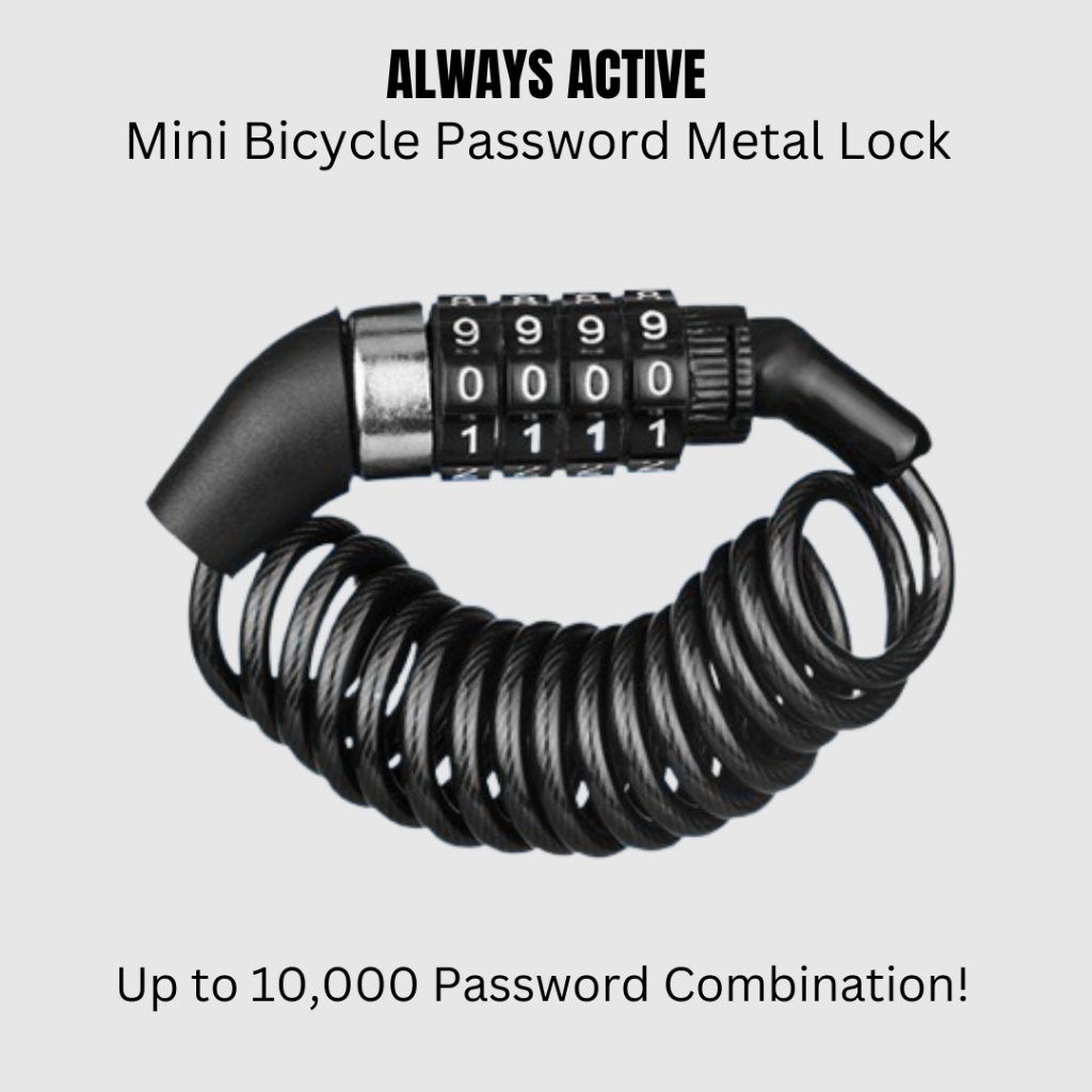 ALWAYS ACTIVE Palm Sized 4 Digit Password Bicycle Lock Metal Lock ...