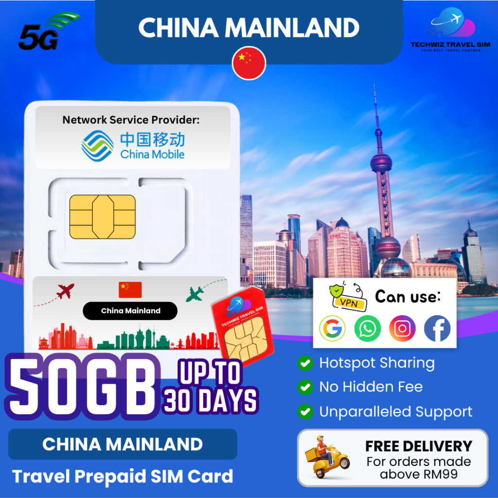 中国 China SIM Card 】【Total 5 - 30GB】China Travel Prepaid SIM Card Unlimited GB 中国上网卡 Physical SIM ...