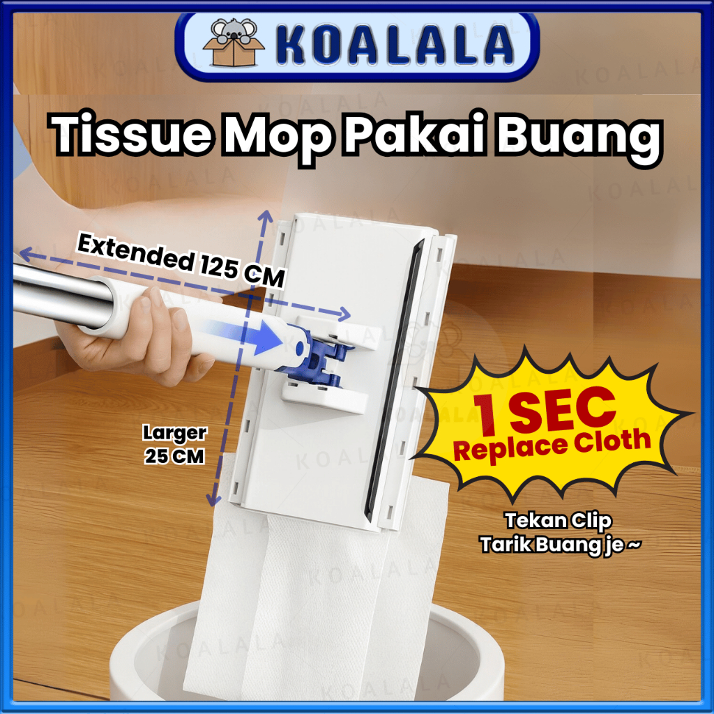 【Automatic】Lazy Mop Hands Free Mop Lantai Pakai Buang Wet Tissue Mop ...