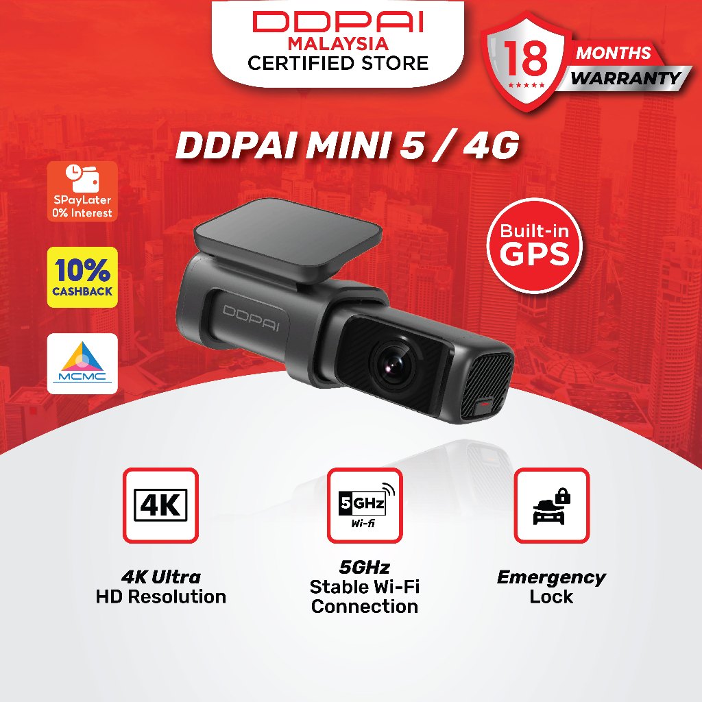 DDPAI Mini 5 Dash Cam — 4K 2160P | 4G LTE | Hidden Car DVR | Android Wi ...