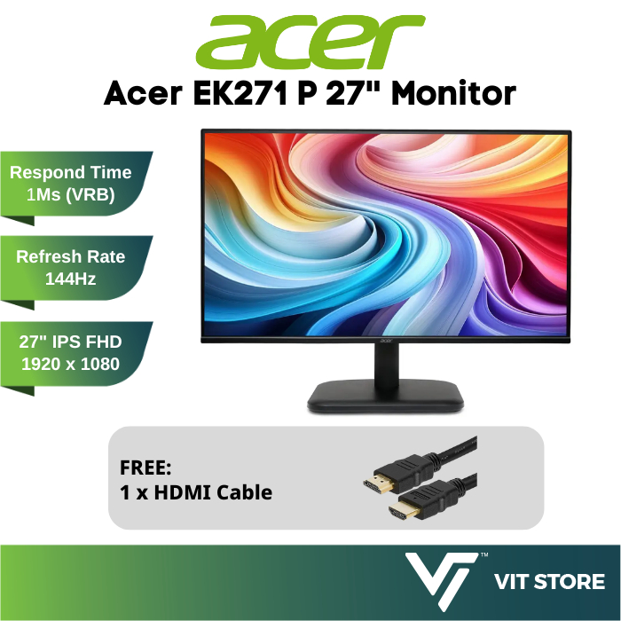 ACER EK271 P / EK271P 27" MONITOR ( IPS FHD / 1MS / 144HZ / AMD ...