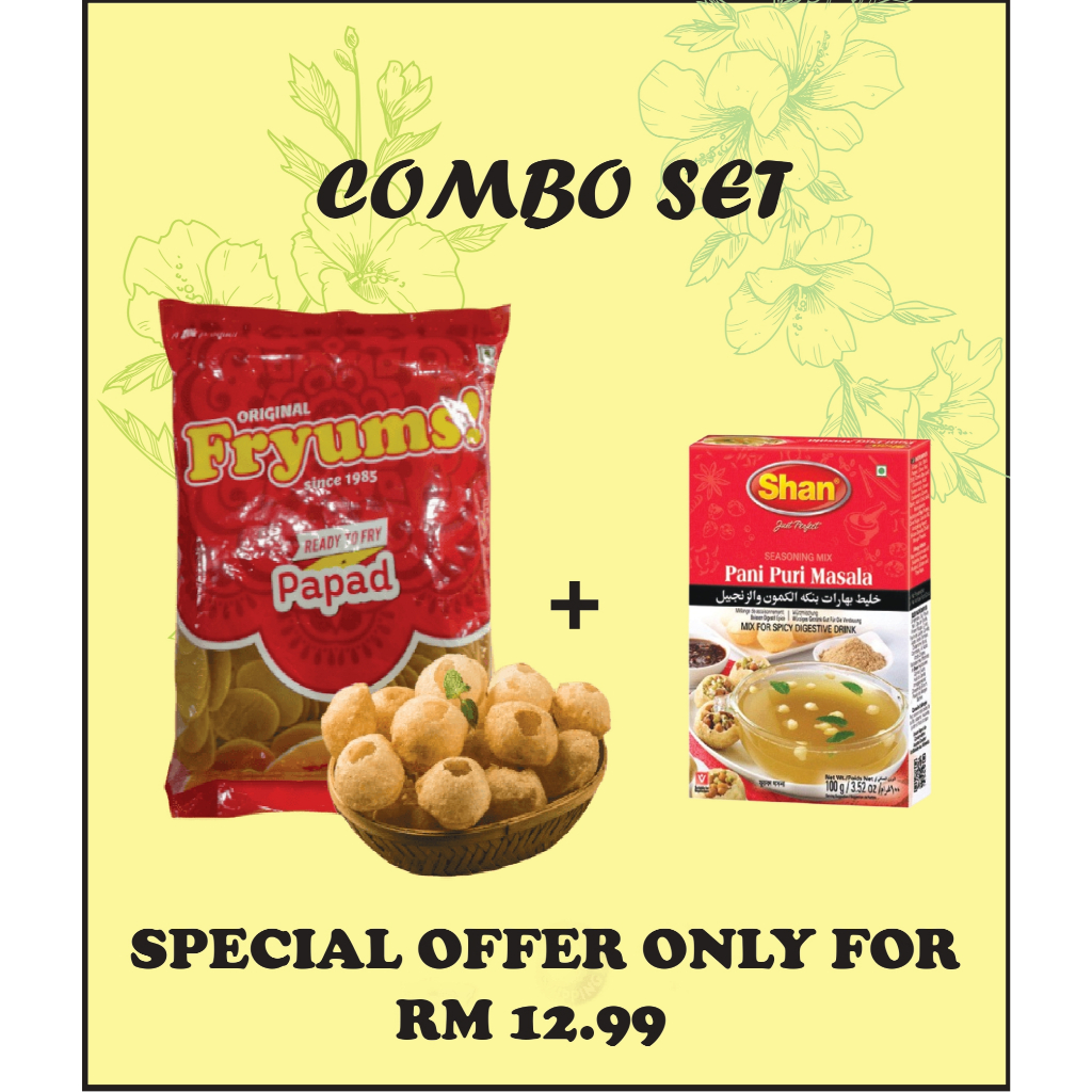COMBO SET ( FRYUMS PAPAD 1KG + SHAN PANI PURI MASALA 100GM) | Shopee ...
