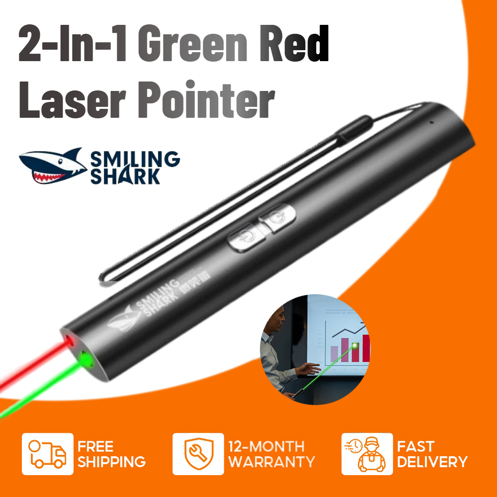 【COD】Smiling Shark LS313 Portable Green Red laser Pointer Type-C ...