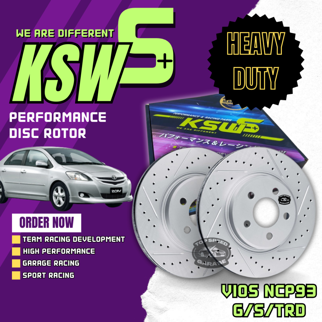 Toyota Vios NCP93 / NCP150 (G/S/TRD SPEC)KSW S+ PERFORMANCE DISC ROTOR ...