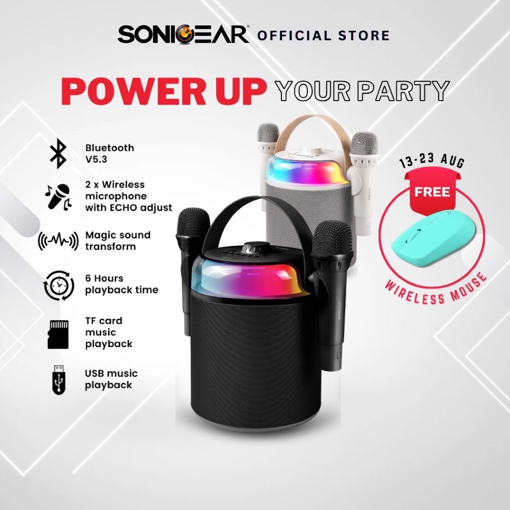 SonicGear IOX K800 Dual Mic Portable Karaoke Bluetooth 5.3 Wireless ...