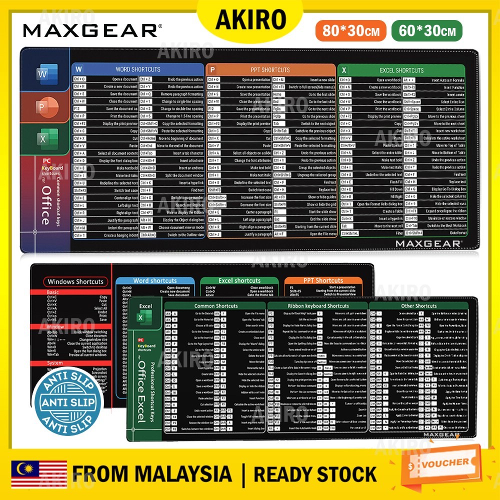 AKIRO MAXGEAR Microsoft English Shortcut Key Mouse Pad Large Anti Slip ...
