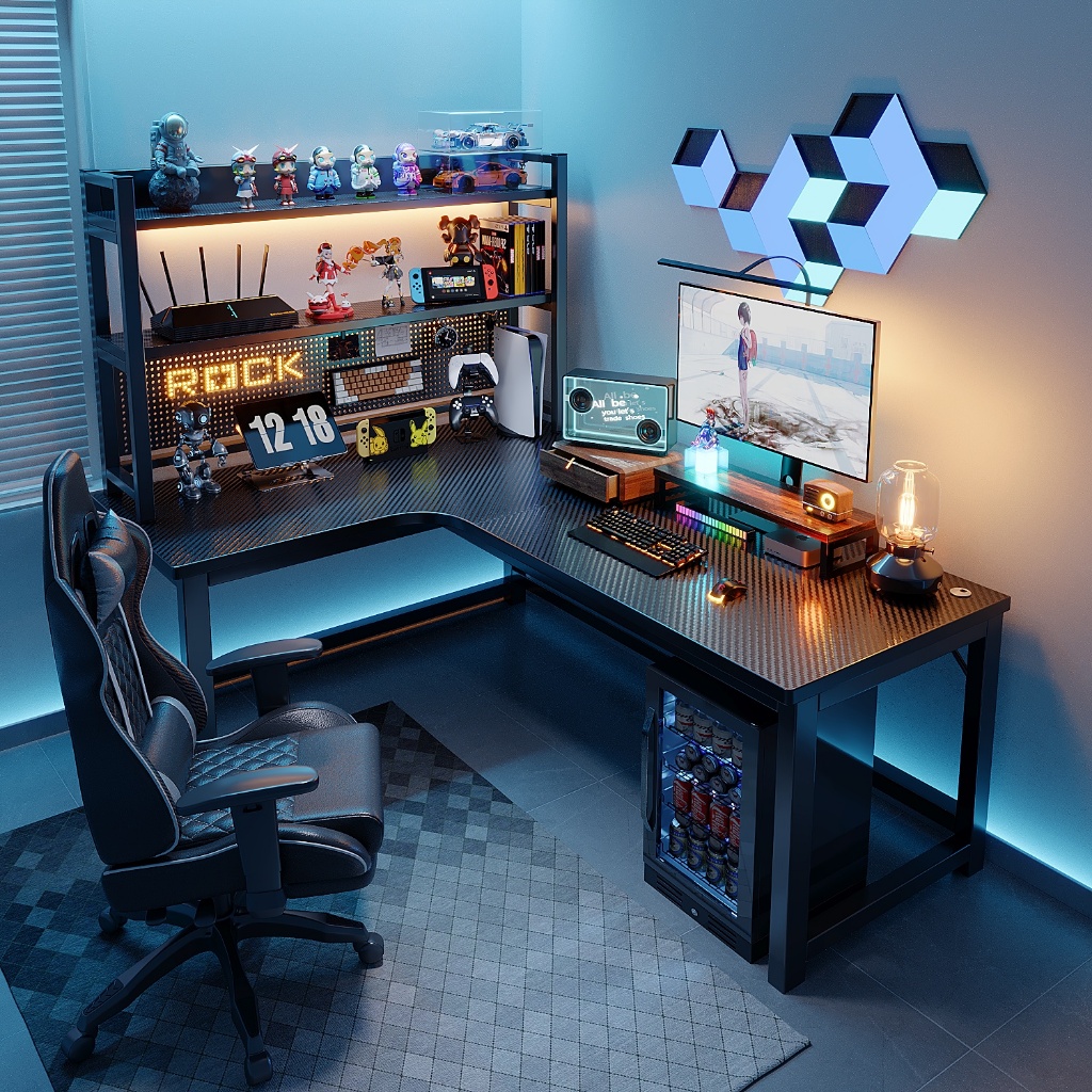 Gaming Table Meja Gaming With Organizer Shelf Meja Komputer Computer ...