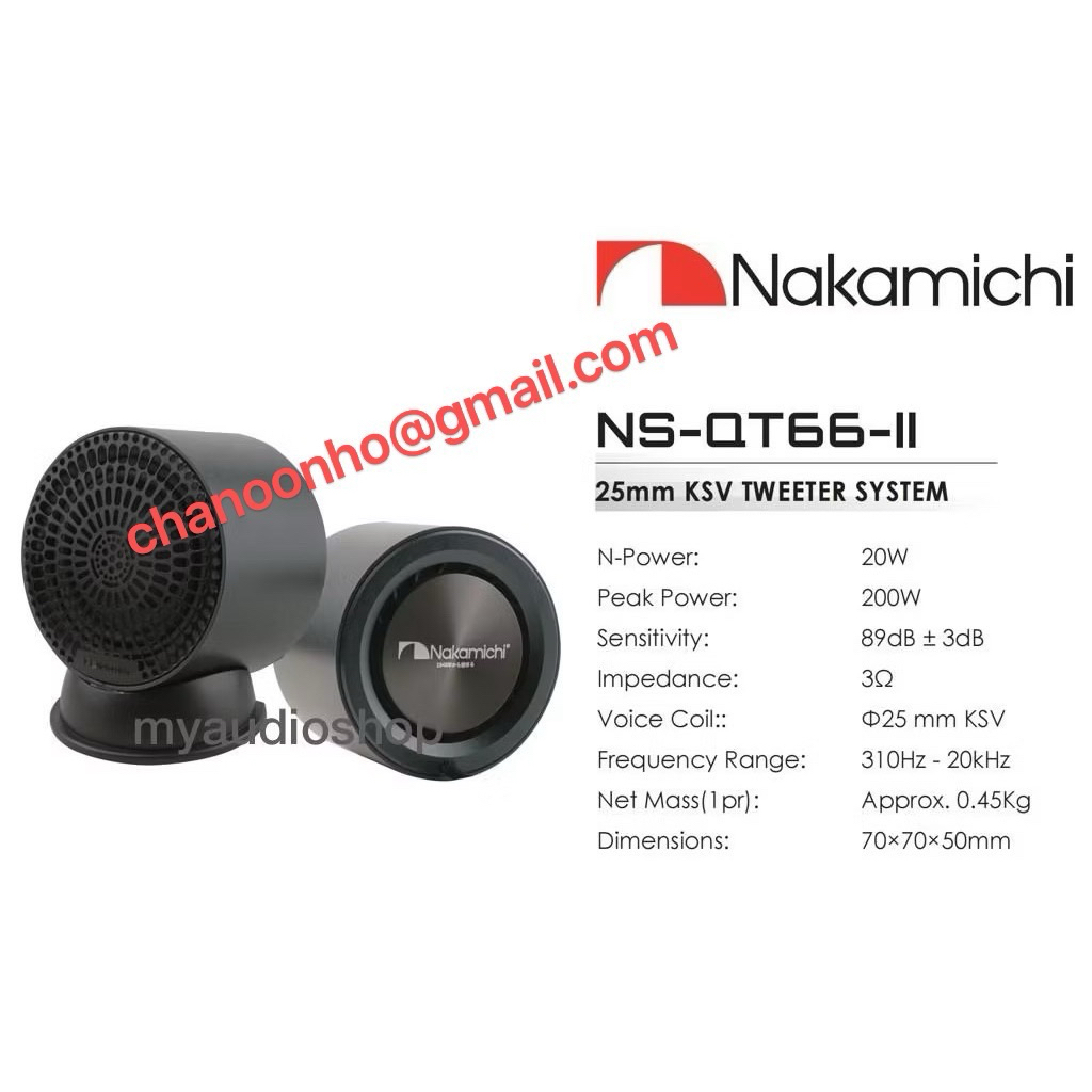 Nakamichi 25mm KSV Tweeter Speaker 200W NS-QT66 / NS-QT66 ll (with bass) Car audio & accessories ...