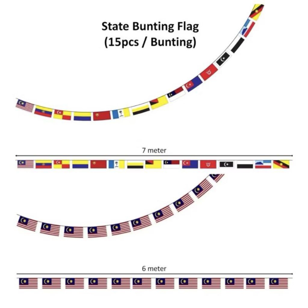 Bunting Malaysia/ All States Flags/Banting Negeri Malaysia ( Satu Ikat ...