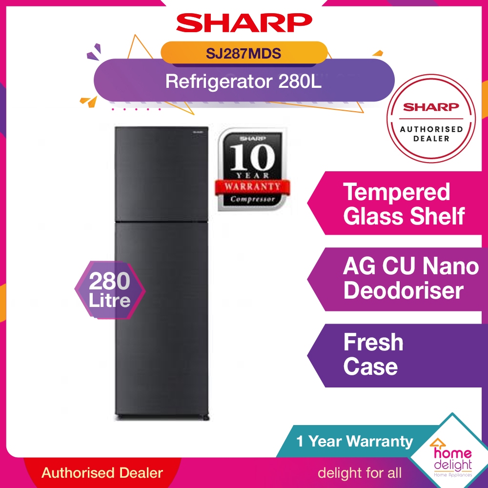 Sharp 2 Door Fridge 280L SJ287MDS | Shopee Malaysia