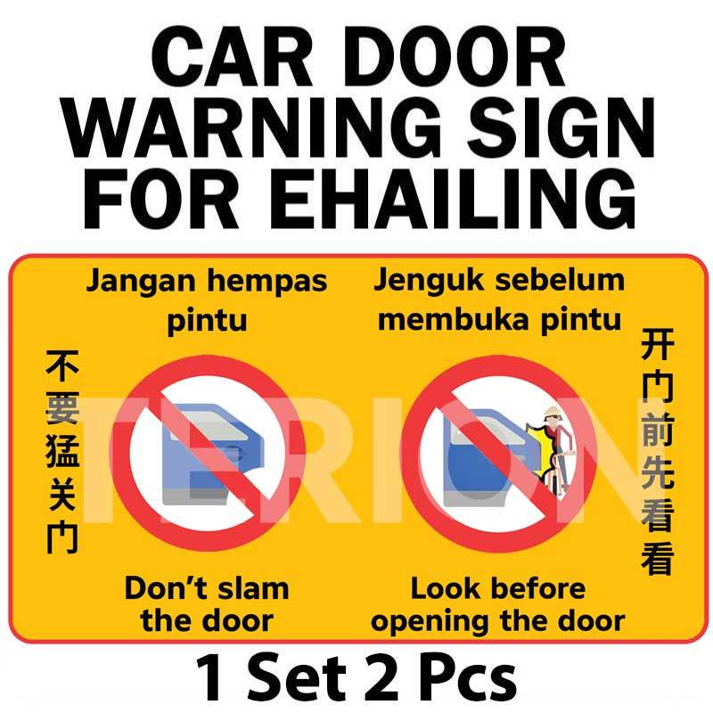 2 Keping Pelekat Kalis Air Amaran Pintu Kereta | Car Door Warning Sign ...