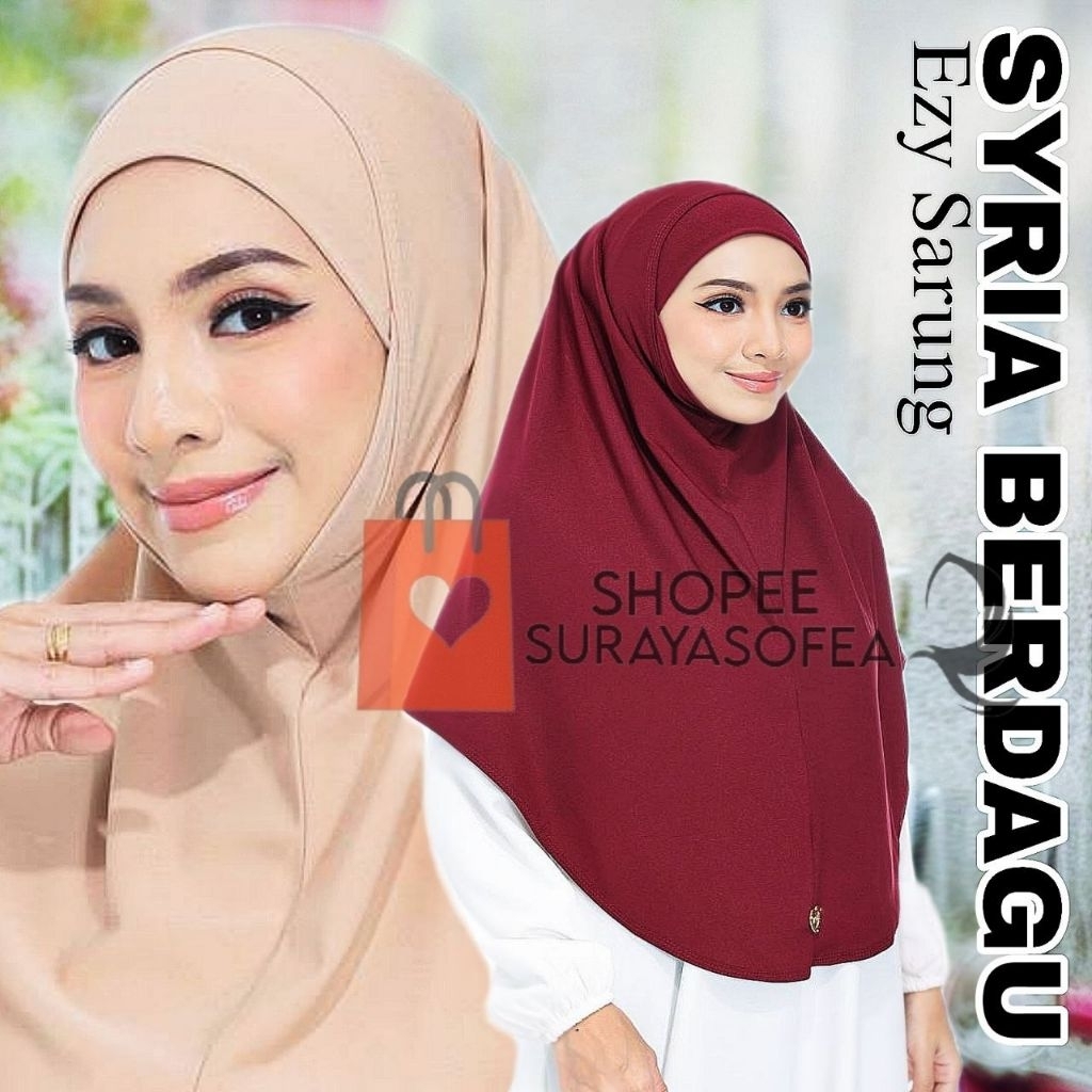 [ Berdagu ] Size XL Tudung Sarung Syria Moscrepe + Free Inner / Tudung Sarung Syria Berdagu With ...
