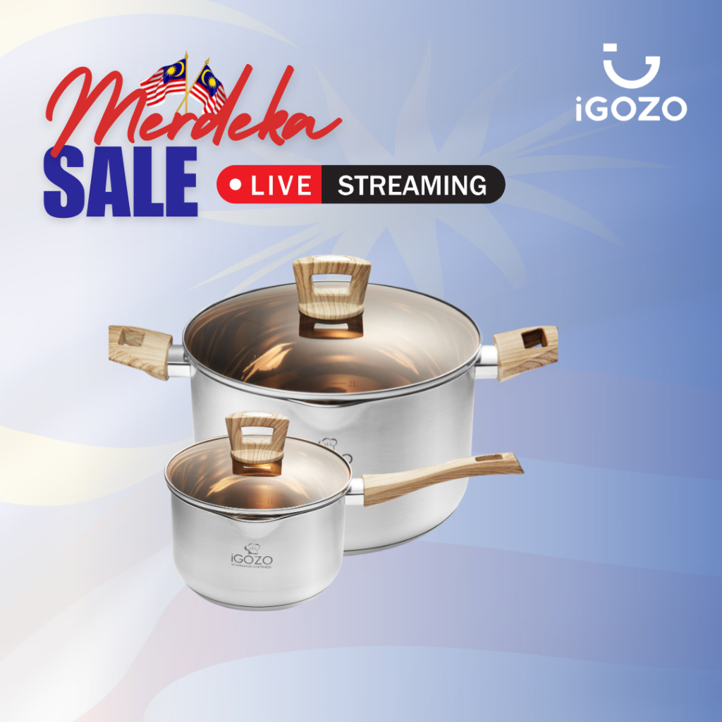iGOZO Amber 304 Stainless Steel Cookware Set (18cm Saucepan + 24cm ...