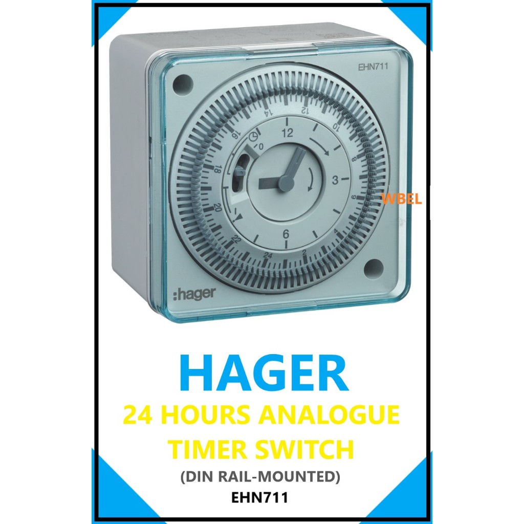 HAGER EHN711 24 Hours Analog Time Timer switch (Din Rail-Mounted ...