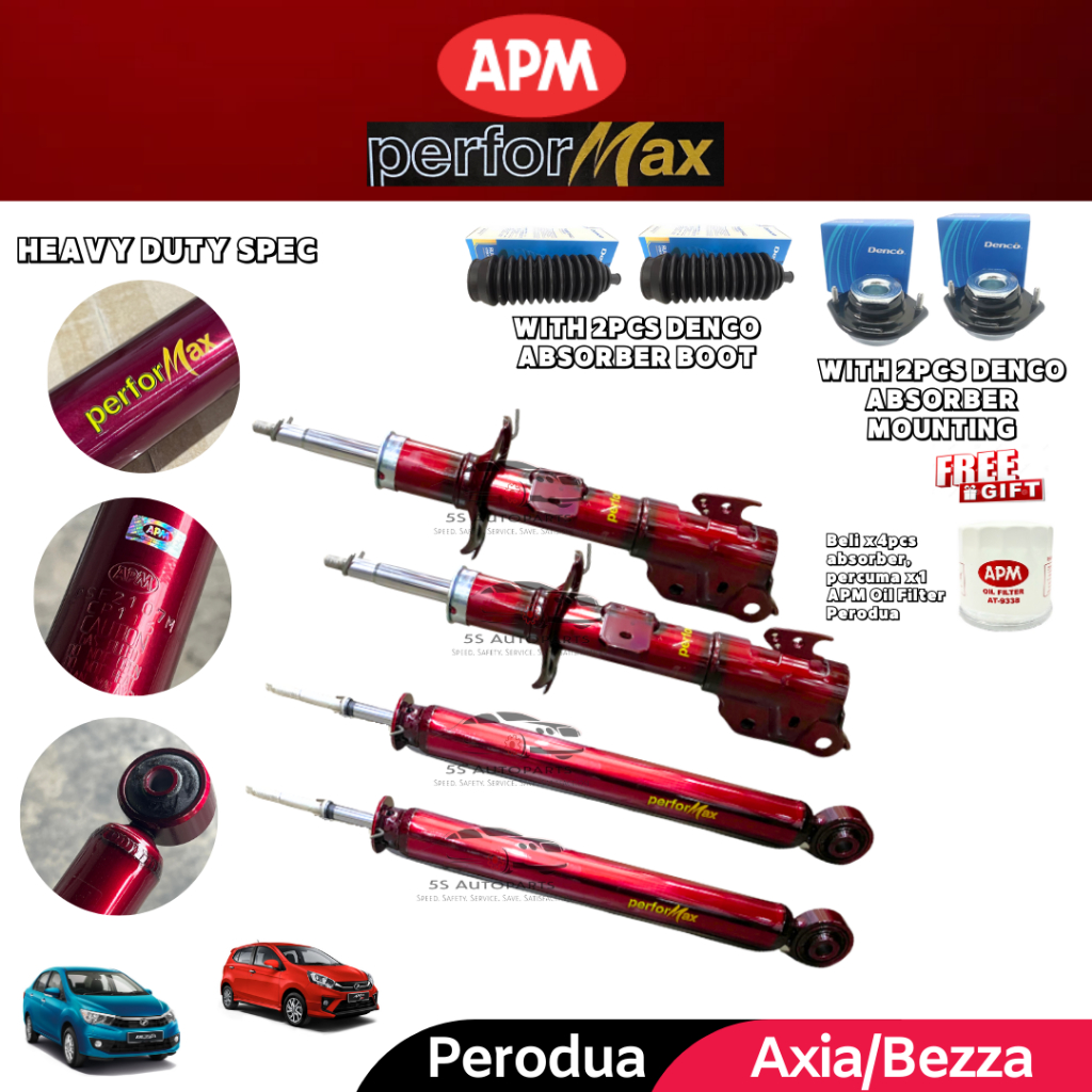 APM Performax Perodua Axia, Bezza Heavy Duty Sport Gas Absorber Front ...