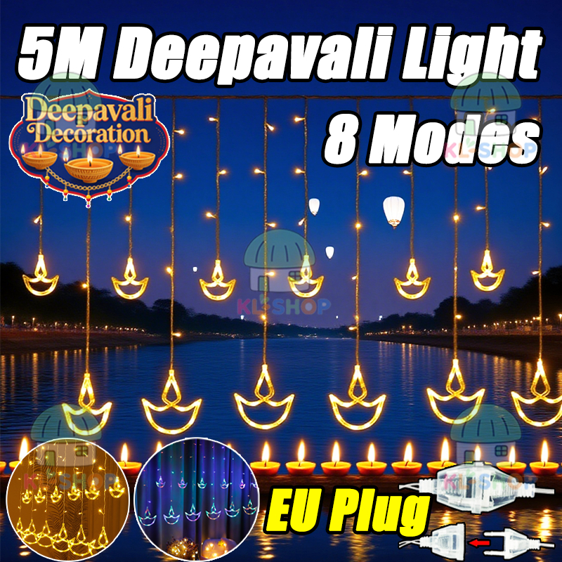 5M 8Modes Deepavali Decoration LED Diwali lcicle Light Curtain lamp ...
