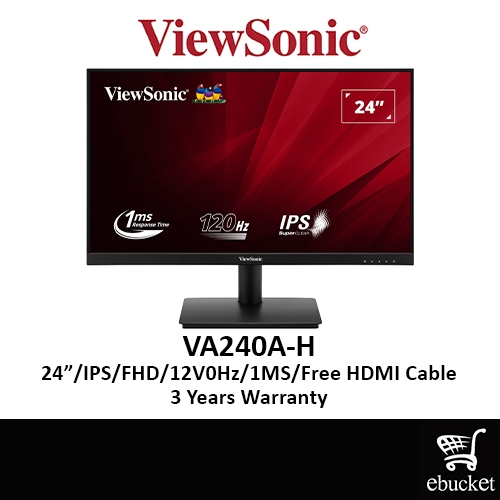 Viewsonic VA240A-H VA240AH @120Hz LED FULL HD IPS LCD Monitor FREESYNC ...