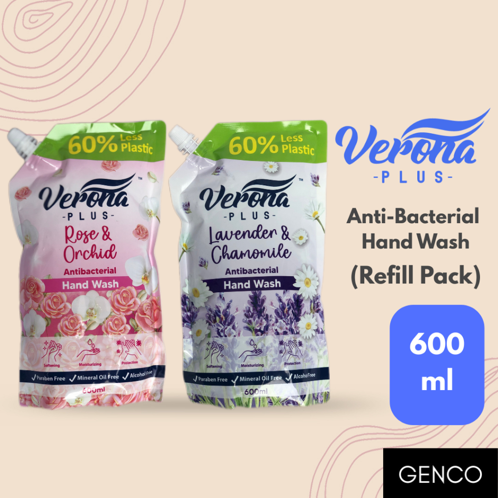 Verona Plus 600ml Refill Pack (Rose & Lavender) Anti Bacterial Hand ...