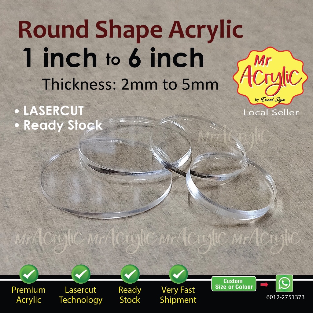 Round Shape Clear Acrylic 1 Inch ~ 6 Inch[READY STOCK] Circle Acrylic ...