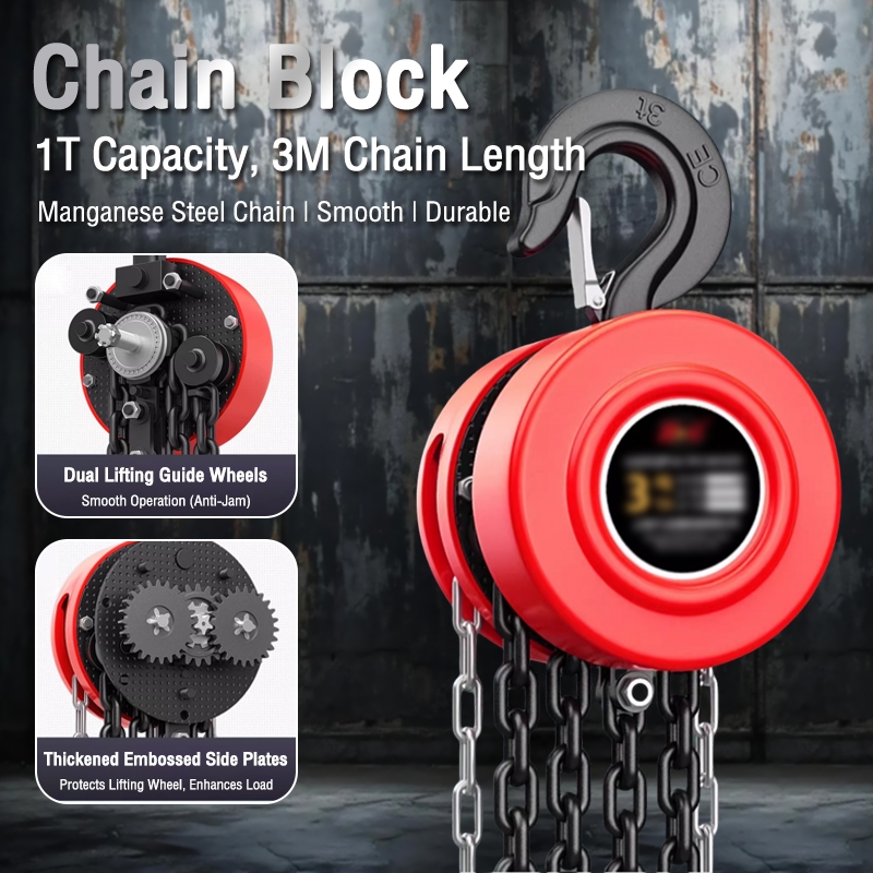 1 Ton Industrial Heavy Duty Chain Block red Lifting 3 Meter Chain Hoist ...
