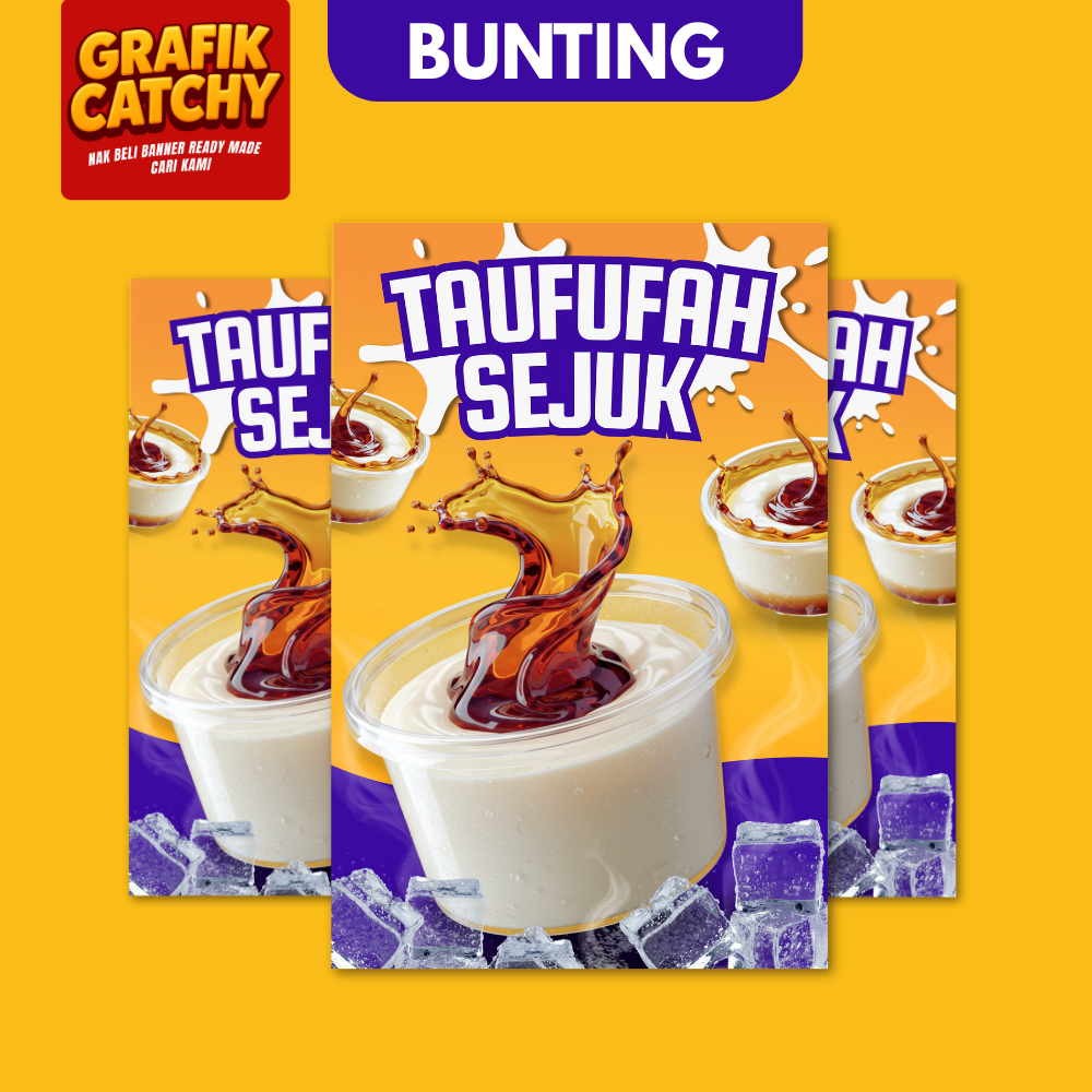 Bunting Ready Made TauFuFah Sejuk | Banner Gerai / Kedai | Design ...