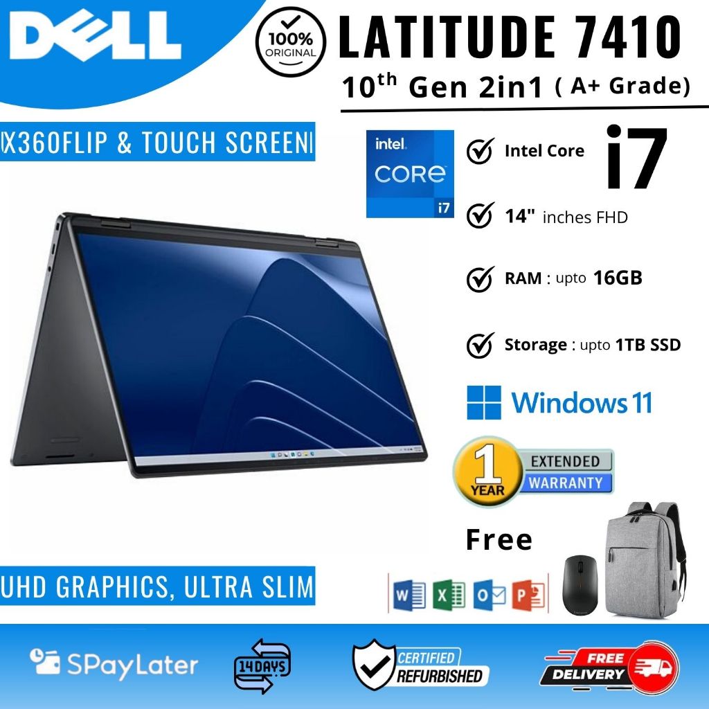Dell Latitude 7410 2in1 core i7 10thGen,X360Flip&Touch 14"inch FHD ...