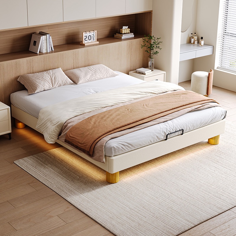 Solid Wood Bed Frame katil kayu tatami 1.8m katil queen/king soft ...