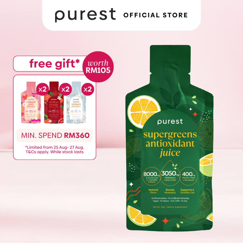 Purest Co Supergreens Antioxidant Dietary Supplement - For Detox, Flush ...