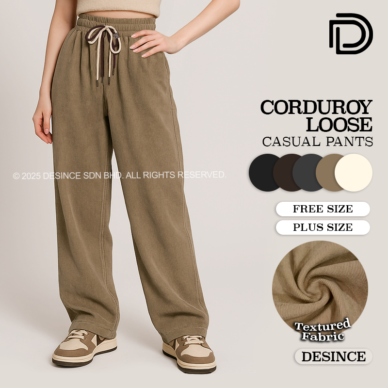 DESINCE Women's Free Size & Plus Size Corduroy Straight Cut Long Loose ...