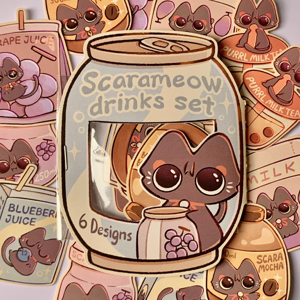 Scaramouche Waterproof Stickers Genshin Impact fan made cat merchandise ...