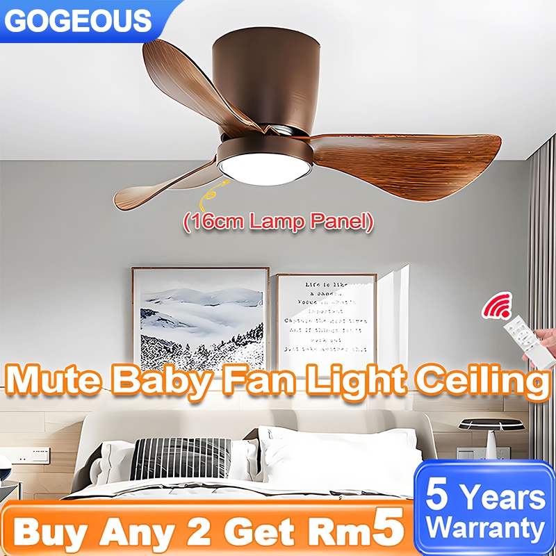 24/26 Inch Mini Ceiling Fan Light Modern Mute Tricolor Light Small ...
