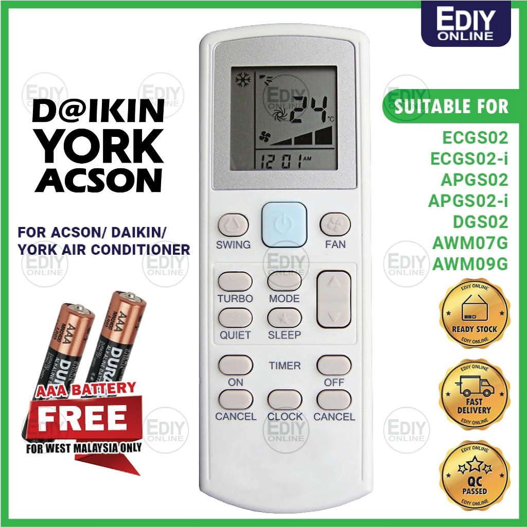 [𝐅𝐑𝐄𝐄 𝟐𝐱 𝐁𝐀𝐓𝐓𝐄𝐑𝐘] Aircond Remote Control Air Cond Conditioner DGS01 ECGS01-i yk3 yk-2019 YORK ...