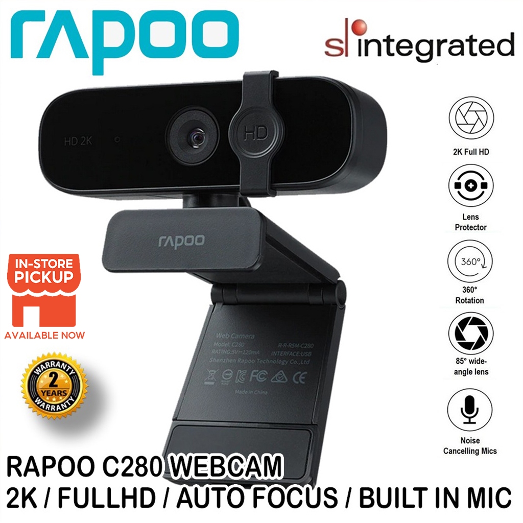 RAPOO C280 WEBCAM 2K / FULLHD / AUTO FOCUS / BUILT IN MIC | Shopee Malaysia