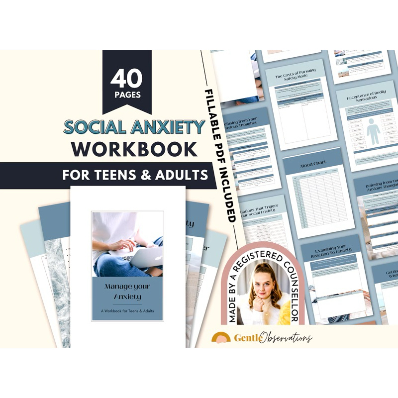 Social Anxiety Workbook, Social Anxiety Worksheets for Teens and Adults, Exposure Therapy, CBT ...