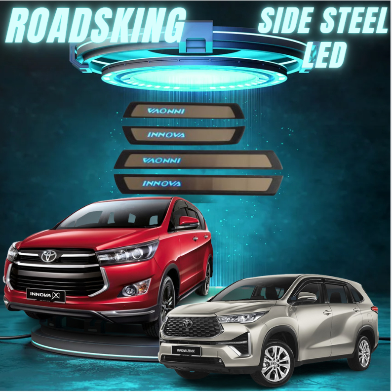 TOYOTA INNOVA 2016-2024 SIDE STEEL PLATE DOOR STEP LED BLUE LIGHT ...