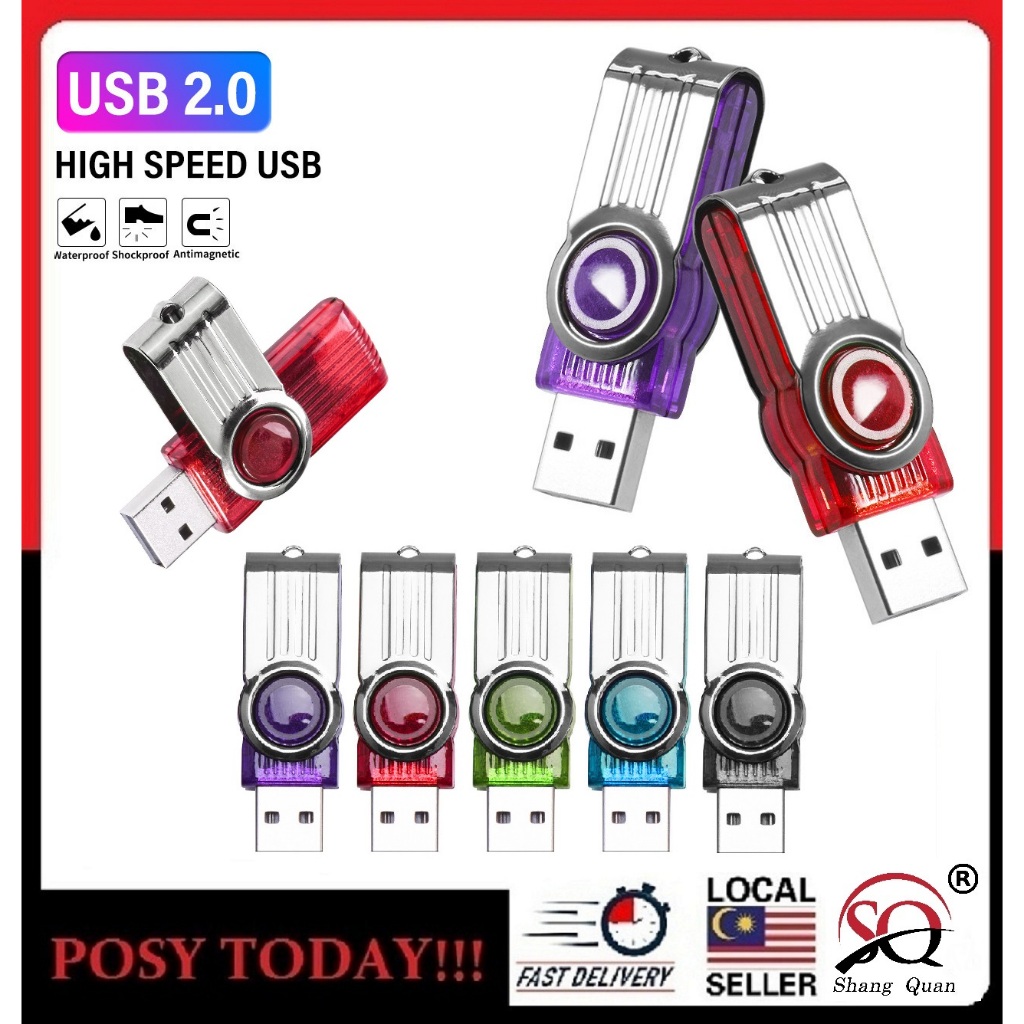 ♕SQ♕ Pemacu Pen USB Berputar Rotatable Flash Drive USB2.0 128MB 256MB ...