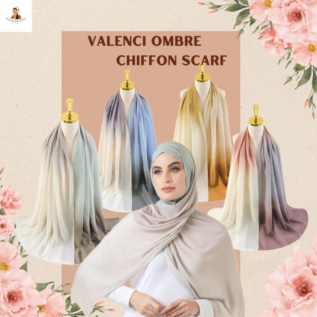 TUDUNG BAWAL SELENDANG GRADIENT CHIFFON | BAWAL GRADIENT DESIGN | 180CM ...