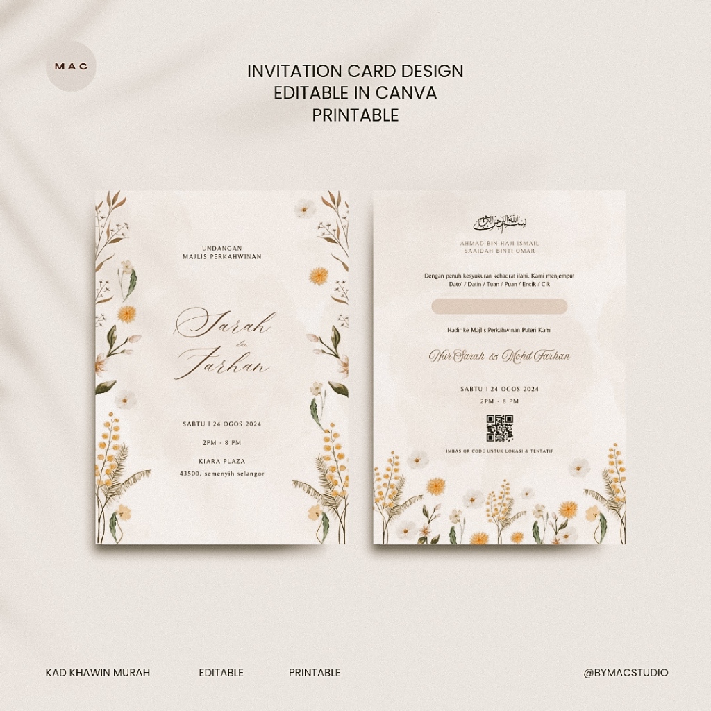 (CANVA TEMPLATE) Template Kad Khawin murah - Editable and Printable on ...