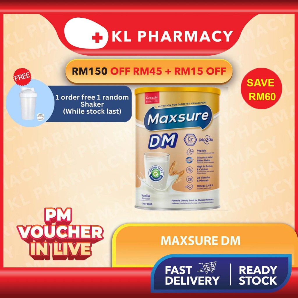 (1 ORDER FREE 1 SHAKER) Maxsure DM Vanila 800g | Diabetes Specific ...