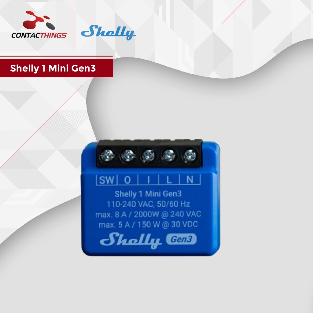 Shelly 1 Mini Gen3 Wi-Fi-operated smart switch,1 channel 8A Remotely ...